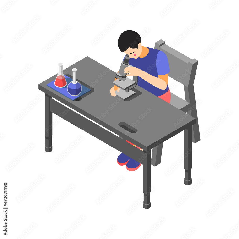 Children technical training centers isometric compositions set with ...