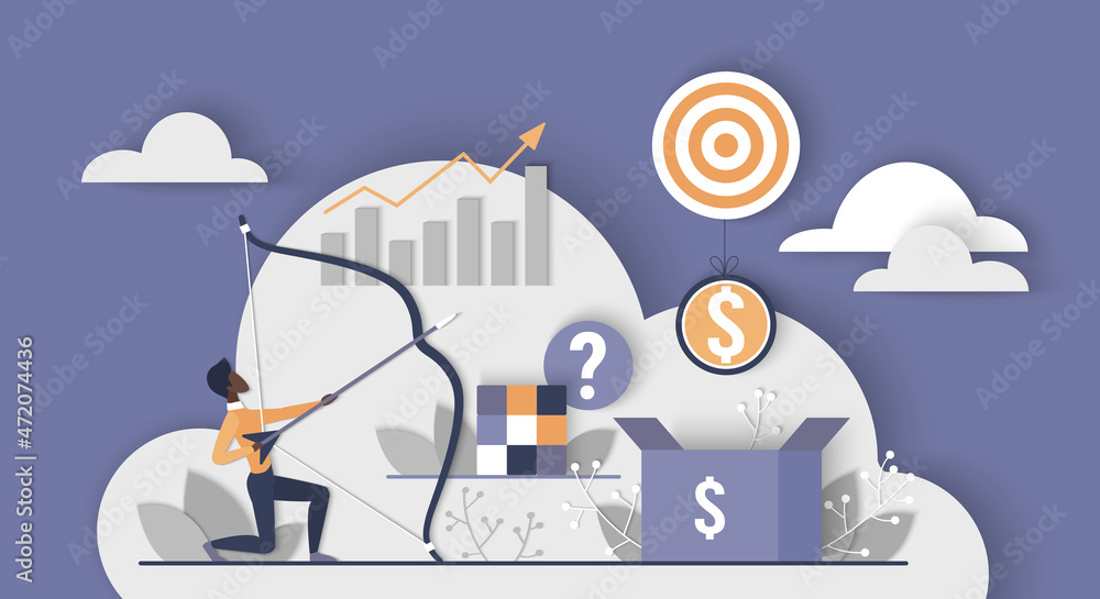 Precision and goal focus on career, financial success. Person with ...