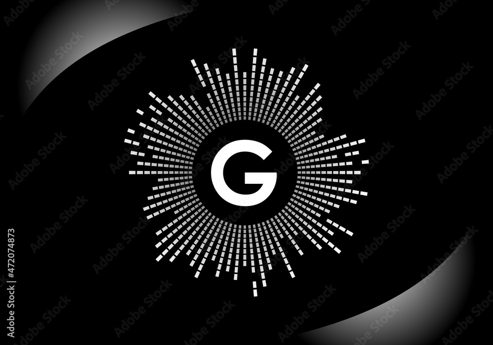 Initial G Letter alphabet with musical sound logo. Lifting vector logo ...