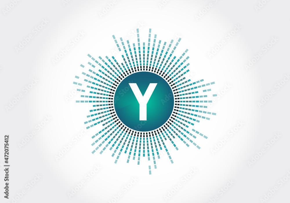 Initial Y Letter alphabet with musical sound logo. Lifting vector logo ...