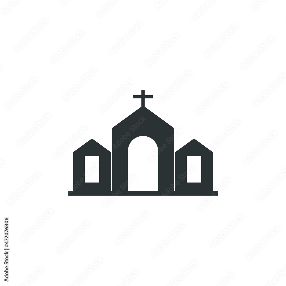 Vector sign of the church building symbol is isolated on a white ...