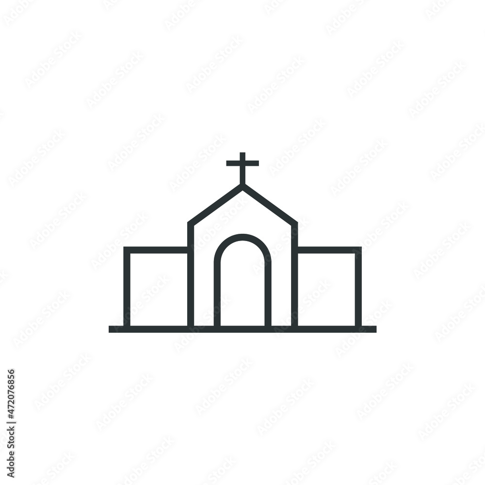 Vector sign of the church building symbol is isolated on a white ...