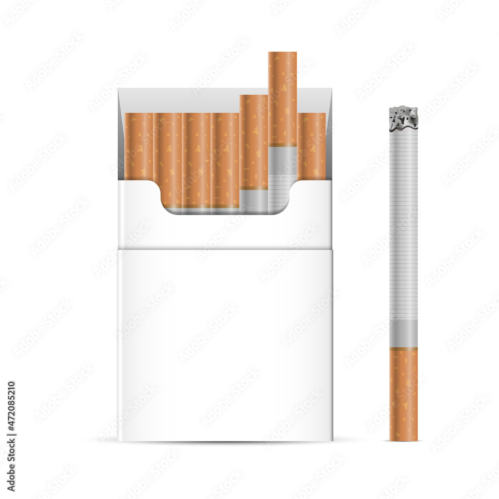 Cigarettes box package mockup template isolated on white background ...
