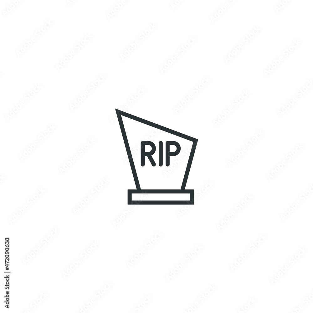 Vector sign of the gravestone symbol is isolated on a white background ...