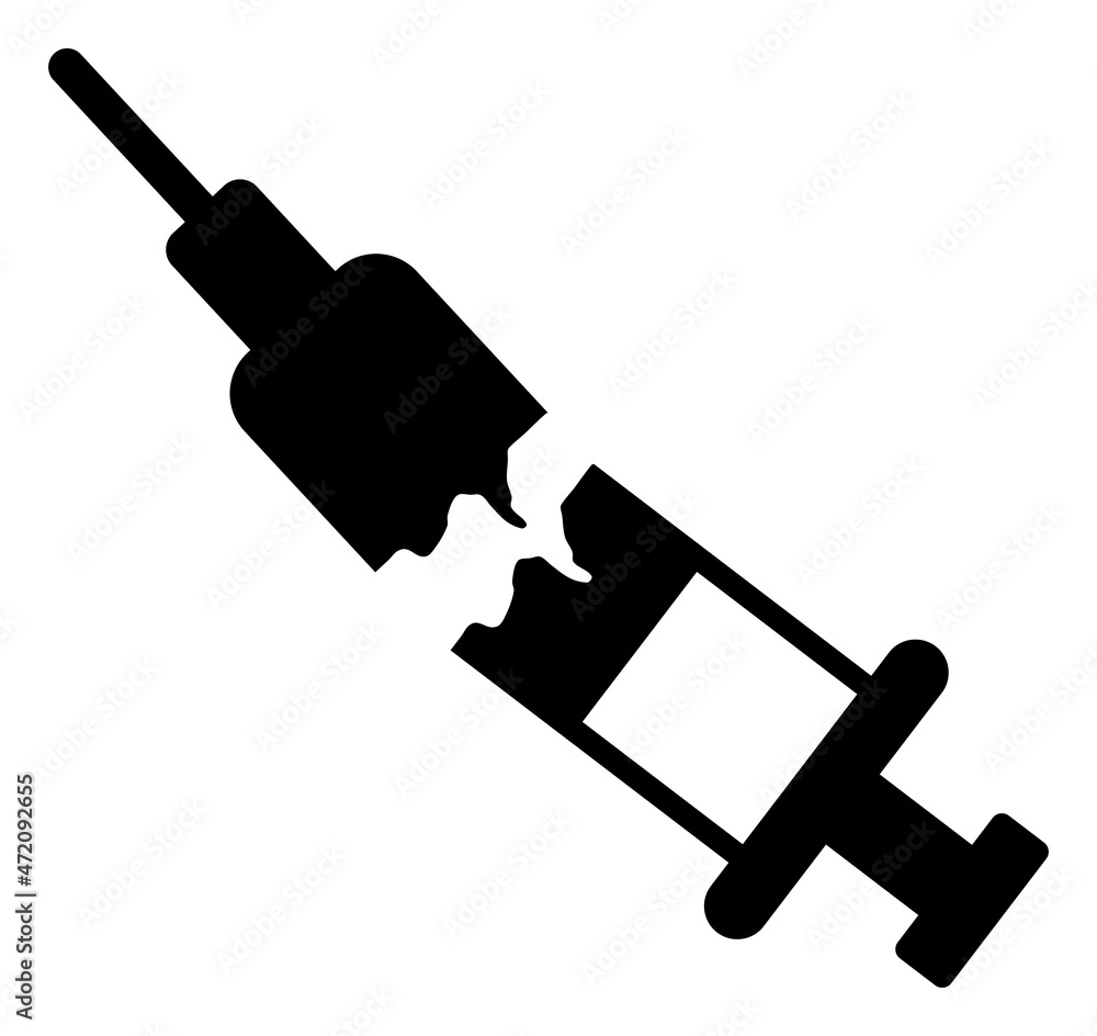 Broken syringe vector illustration on a white background. An isolated ...