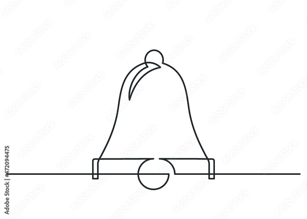 Continuous one line drawing of bell. Vector illustration. Stock Vector ...