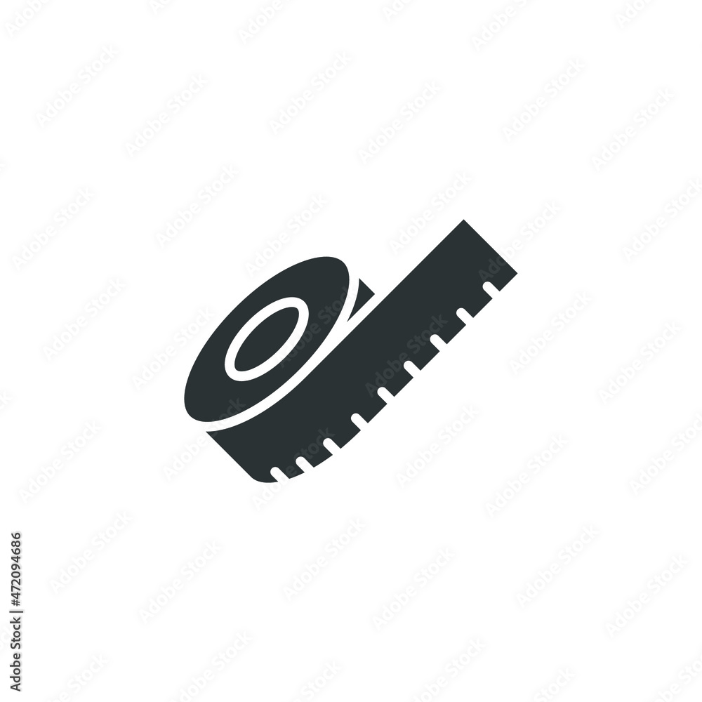 Vector sign of the Tape measurement symbol is isolated on a white ...