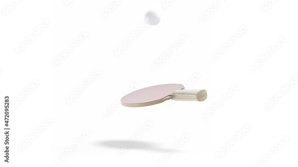 Blank table tennis racket with ball mockup playing, looped animation ...