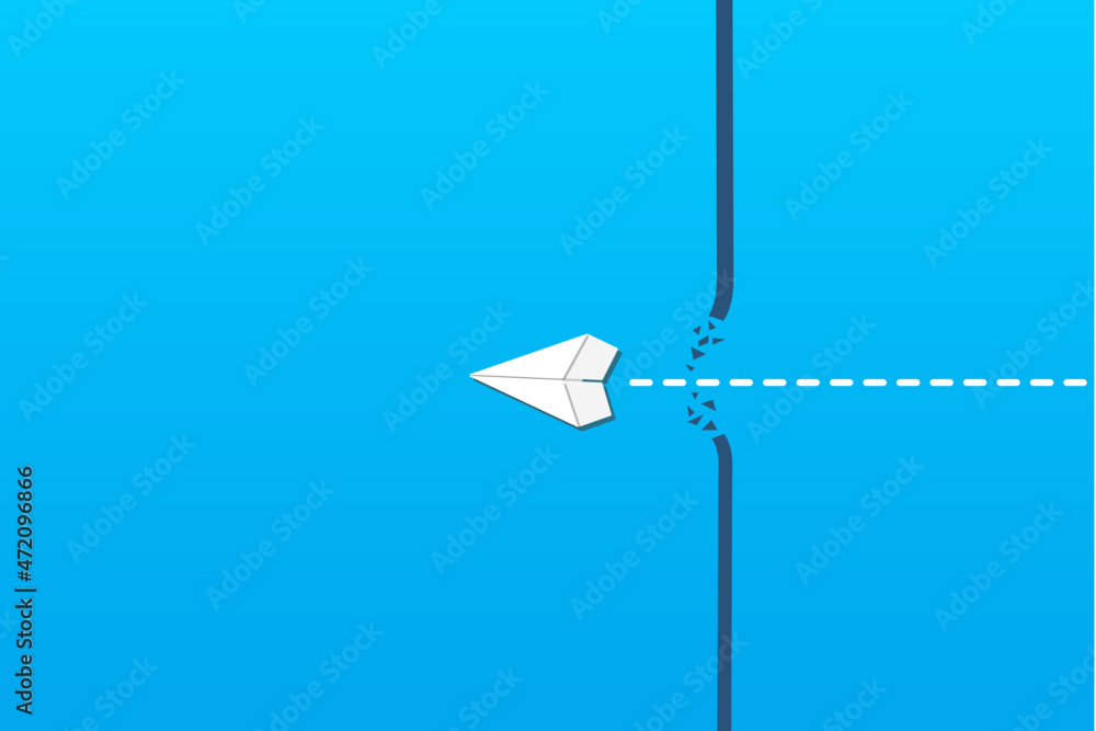 Concept of overcoming barriers on the way to goal, target, with white ...