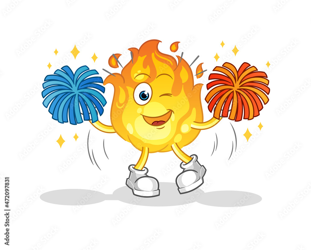 fire cheerleader cartoon. cartoon mascot vector Stock Vector | Adobe Stock