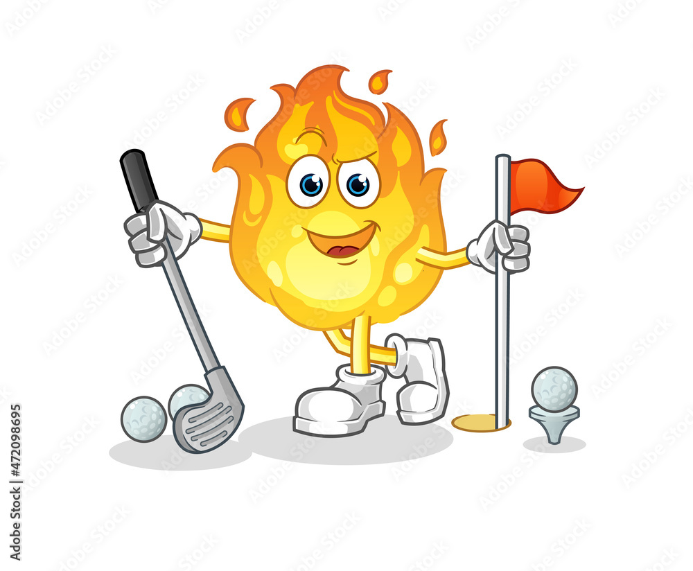 fire playing golf vector. cartoon character Stock Vector | Adobe Stock