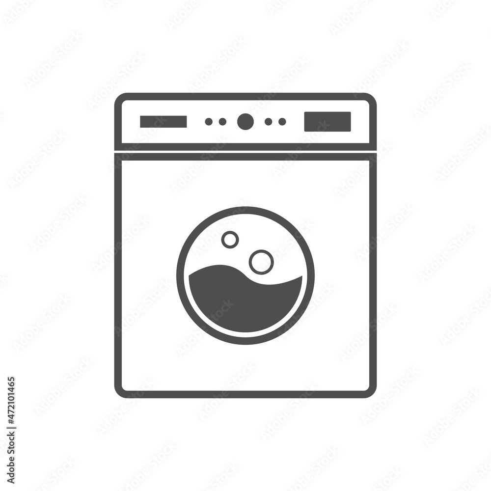 Wash machine. Icon of laundry. Logo of wash service. Symbol of washing ...