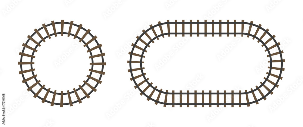 Rail track. Railway for train. Round road for subway, tram and train ...