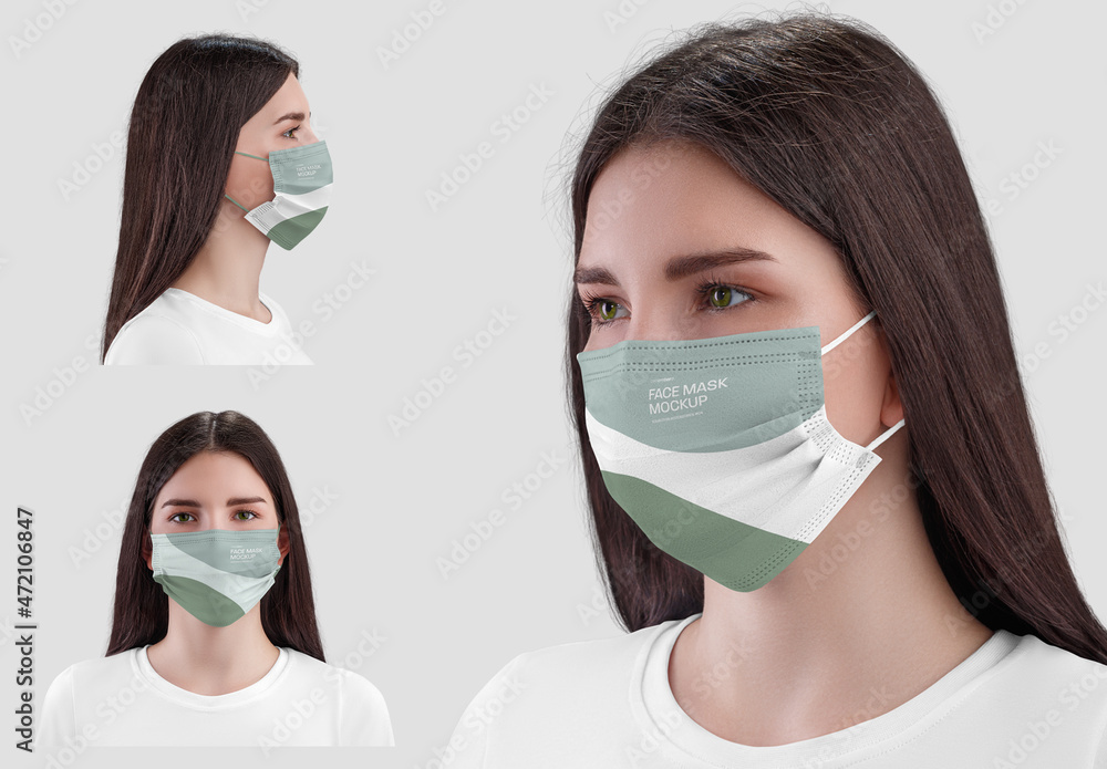 3 Medical Protective Face Mask Mockups Stock Template | Adobe Stock