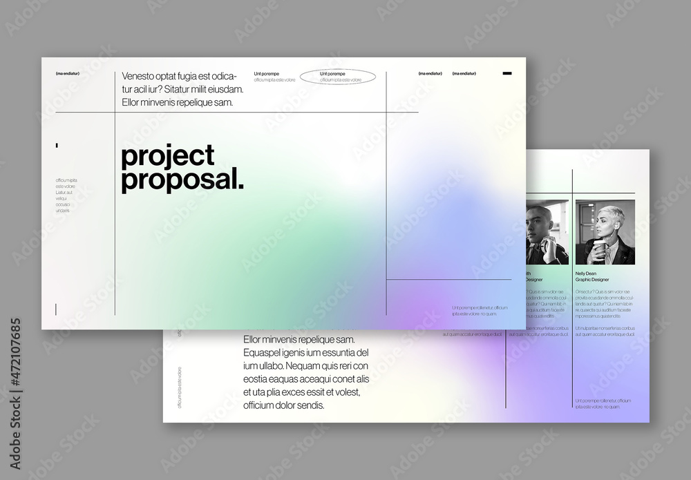 Pitch Deck Layout with Gradient Accent Stock Template | Adobe Stock