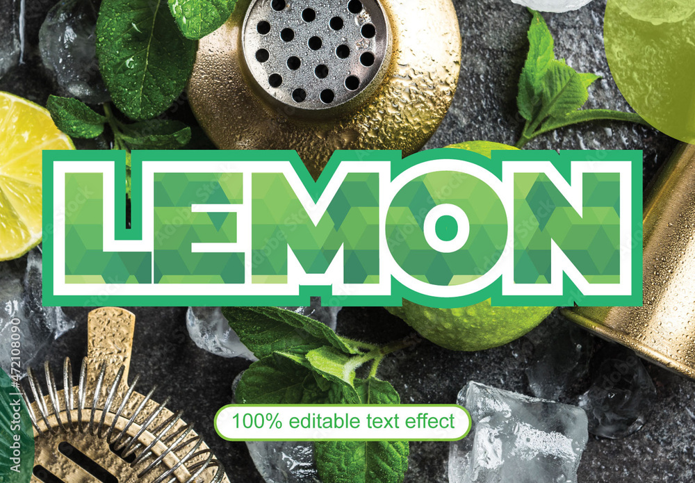 Text Effect Lemon Shadow Design Stock Template | Adobe Stock