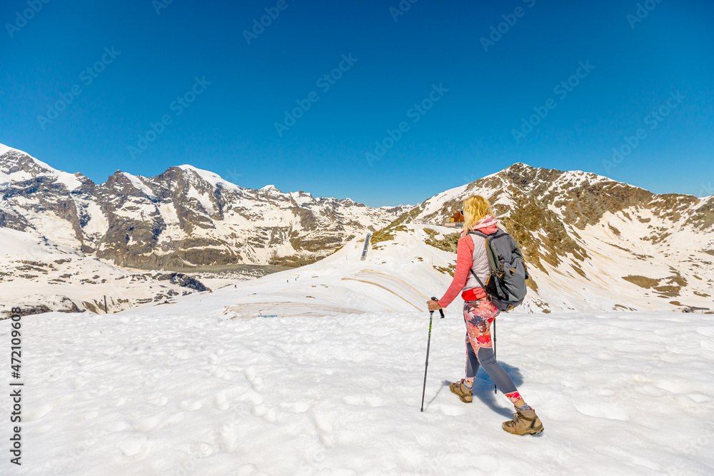 Piz Bernina skyline view with Morteratsch glacier in Graubunden canton ...