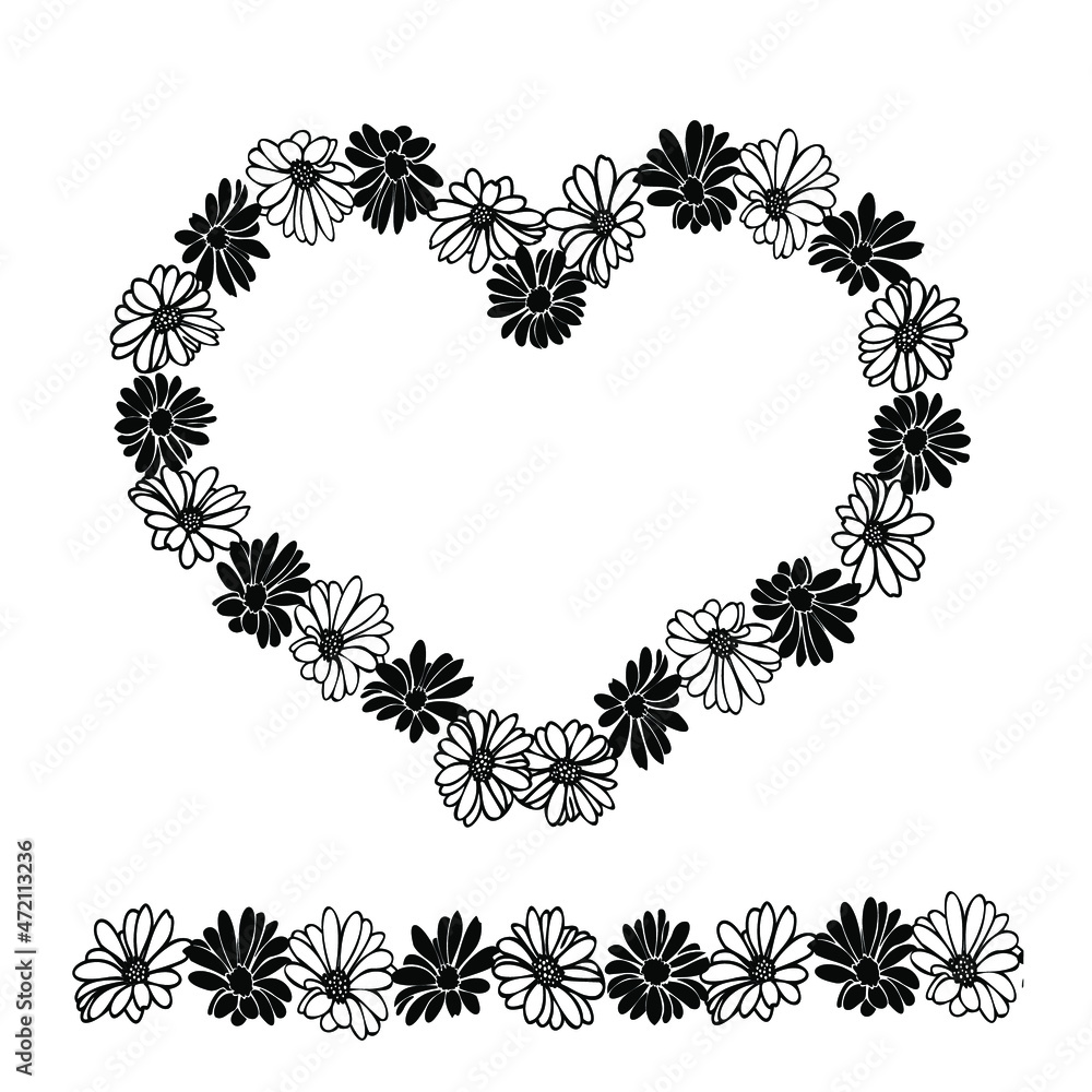 Heart frame with flowers, daisy border for desugn Stock Vector | Adobe ...
