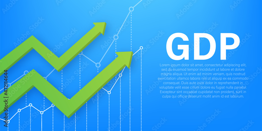 Growth GDP. Gross domestic product. Government budget. Increment in ...