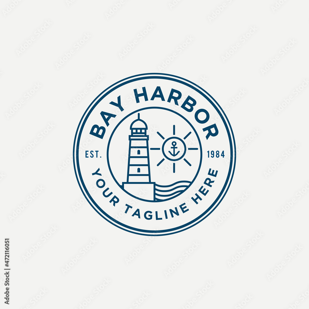 Vector graphic of logo restaurant harbor bay theme, with a classic line ...
