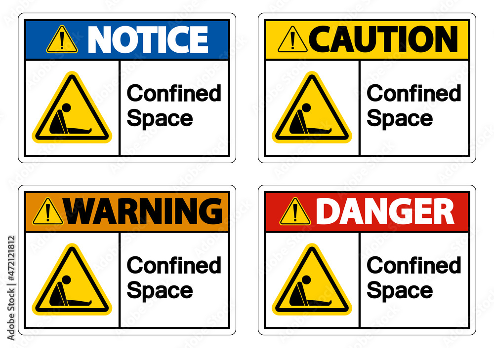 Caution Confined Space Symbol Sign Isolated On White Background Stock ...