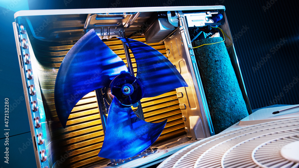 Fan, electrical engine and hydraulic module of a modern air conditioner ...