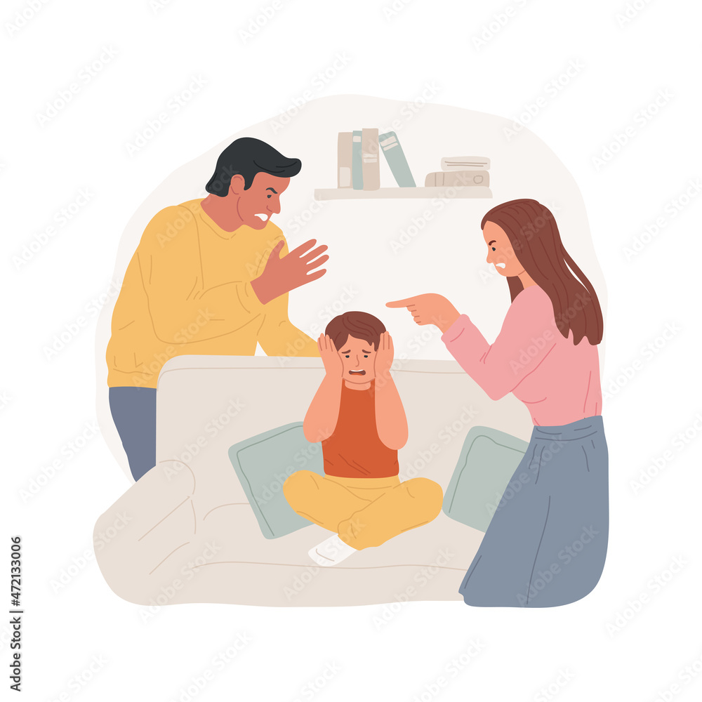 Family fight isolated cartoon vector illustration. Mother and father ...