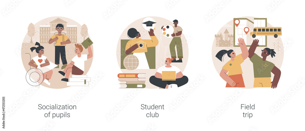 School environment abstract concept vector illustration set ...