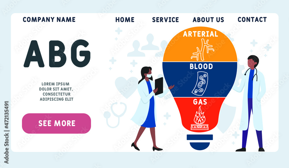 ABG - Arterial Blood Gas acronym. business concept background. vector ...
