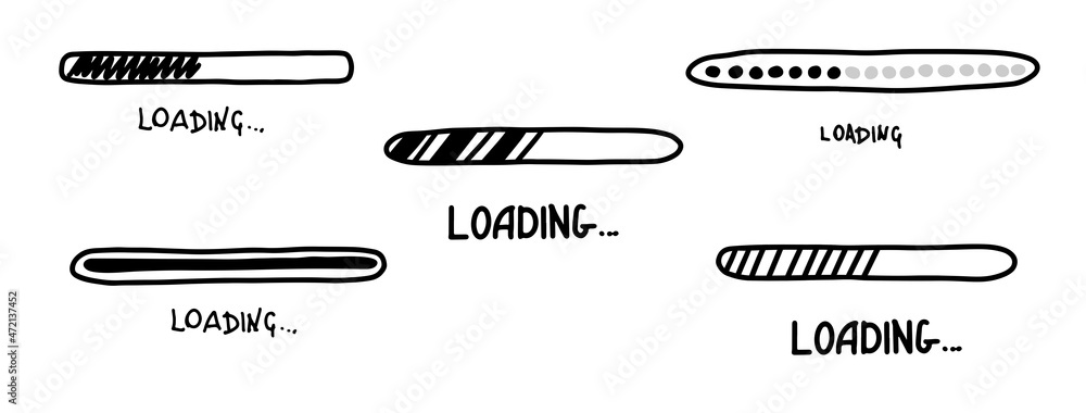 Loading bar doodle icon. Progress loading bar. Hand drawn sketch ...