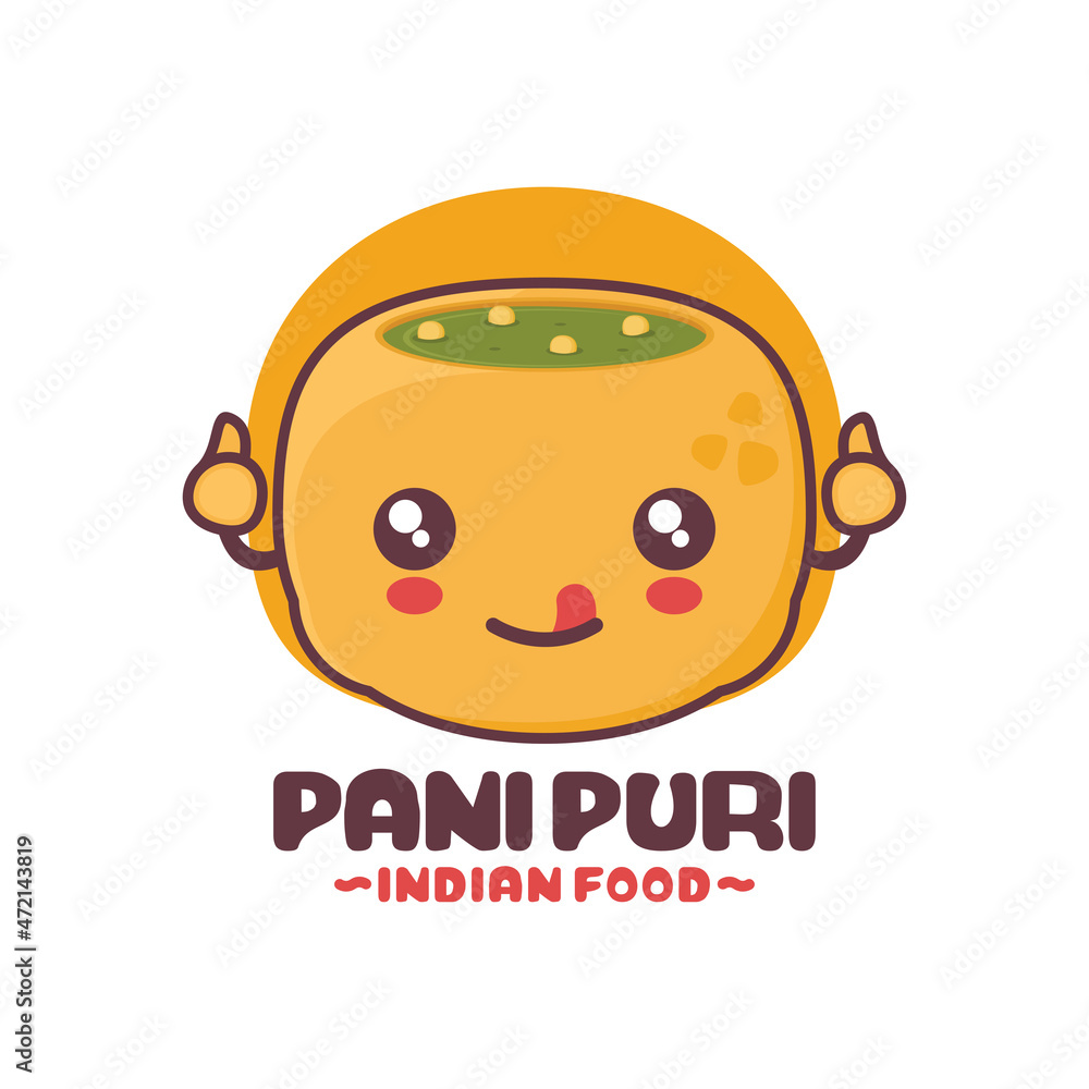 cute panipuri cartoon. indian street food illustration, suitable for ...
