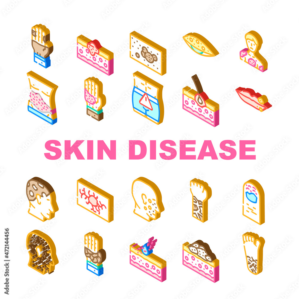 Skin Disease Human Health Problem Icons Set Vector ...