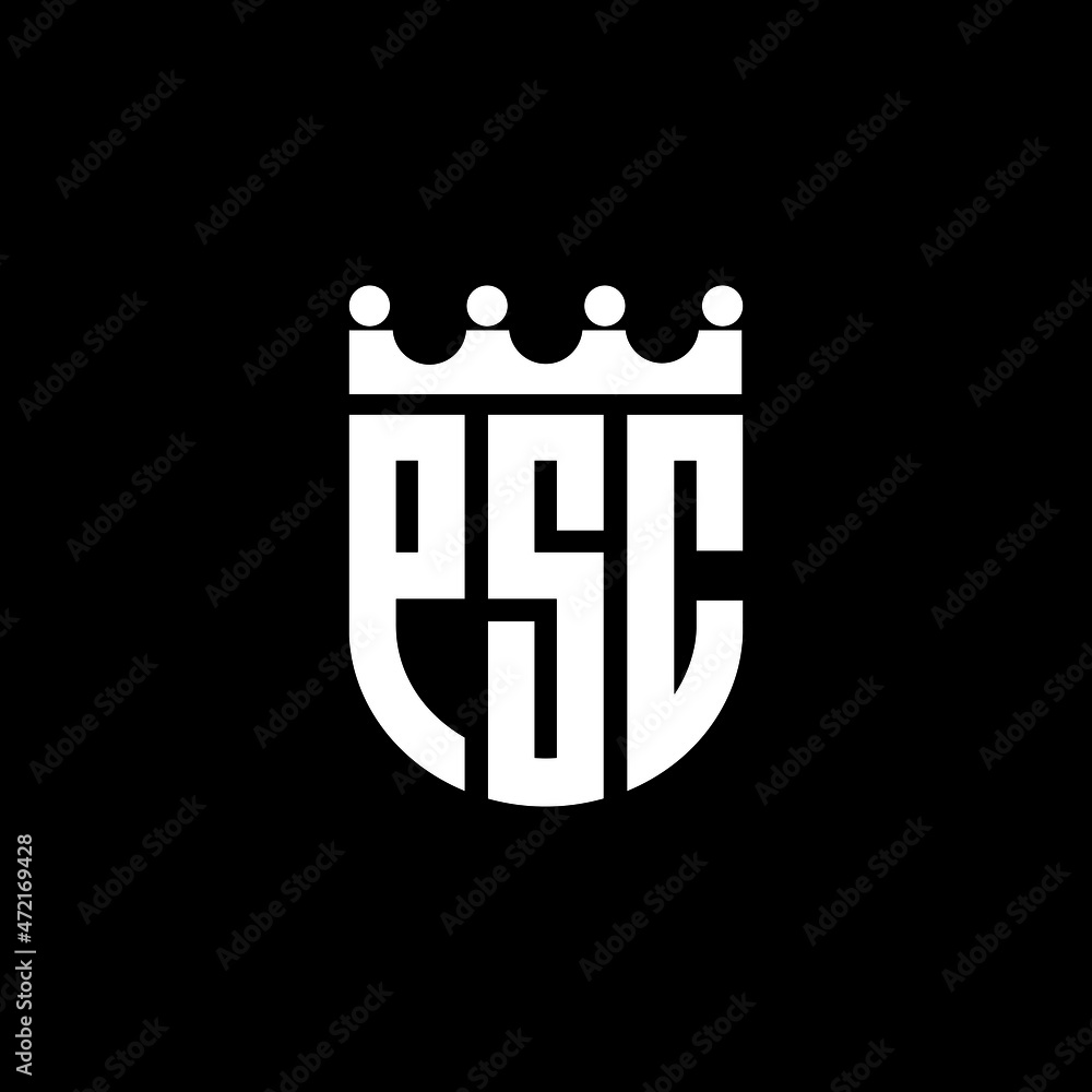 PSC letter logo design with black background in illustrator, vector ...