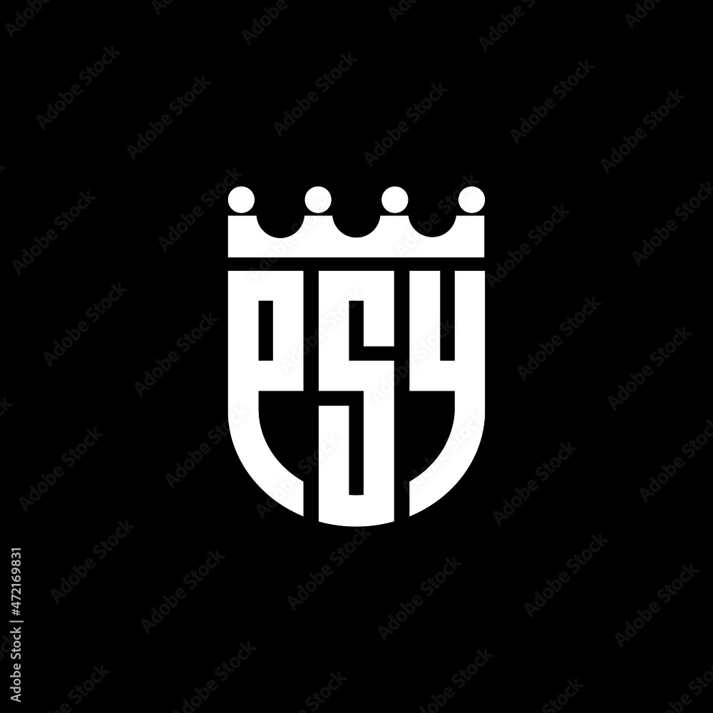 Vecteur Stock PSY letter logo design with black background in ...