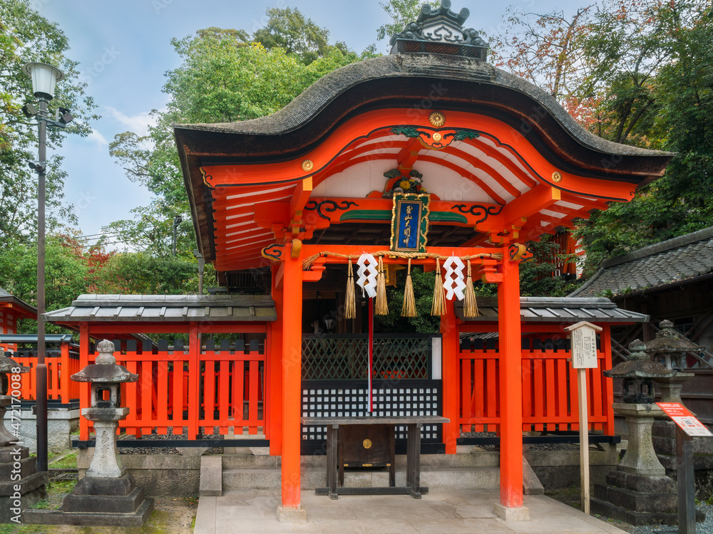 Beautiful traditional Japanese architecture with a curved roof and a ...