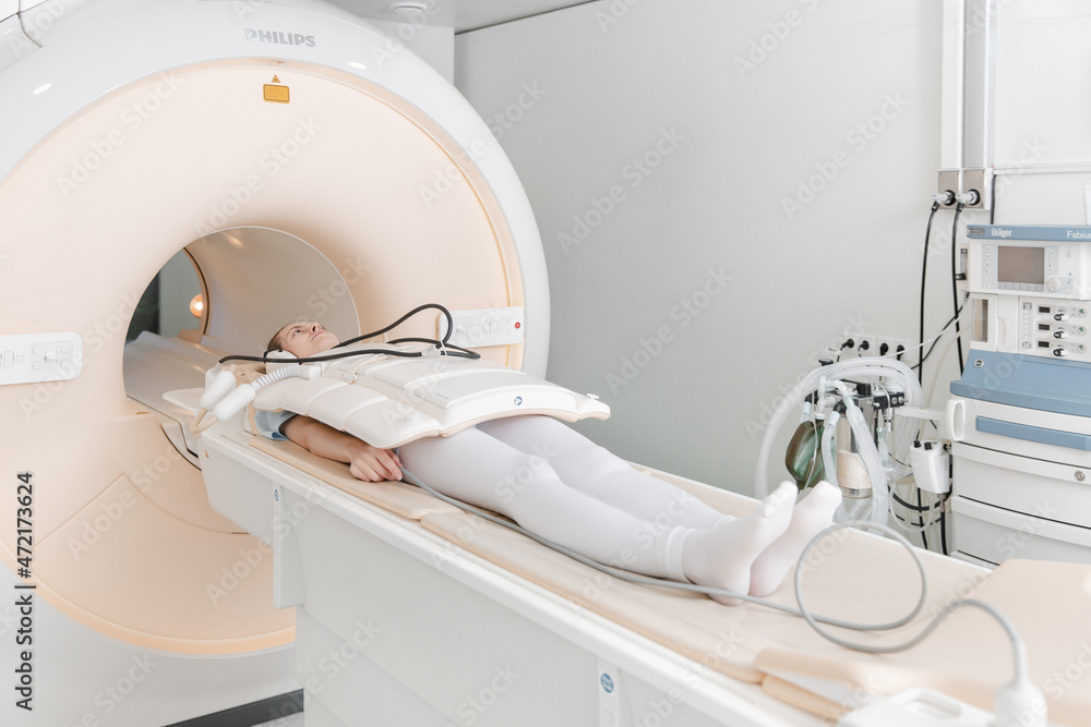 Medical CT or MRI Scan with a patient in the modern hospital laboratory ...