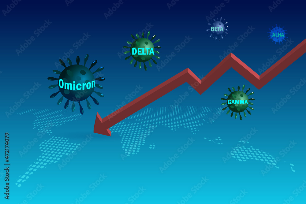 Omicron, new variant of covid19 coronavirus with alpha, beta, delta and ...