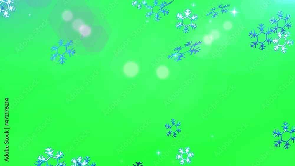 Snow flake loop animation green screen Stock Video | Adobe Stock