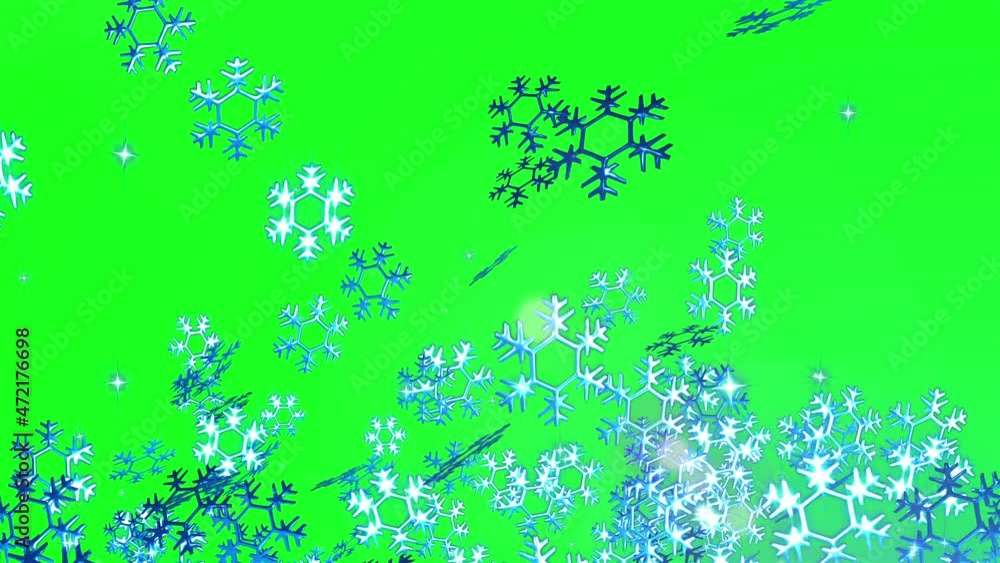 Snow flake loop animation green screen Stock ビデオ | Adobe Stock