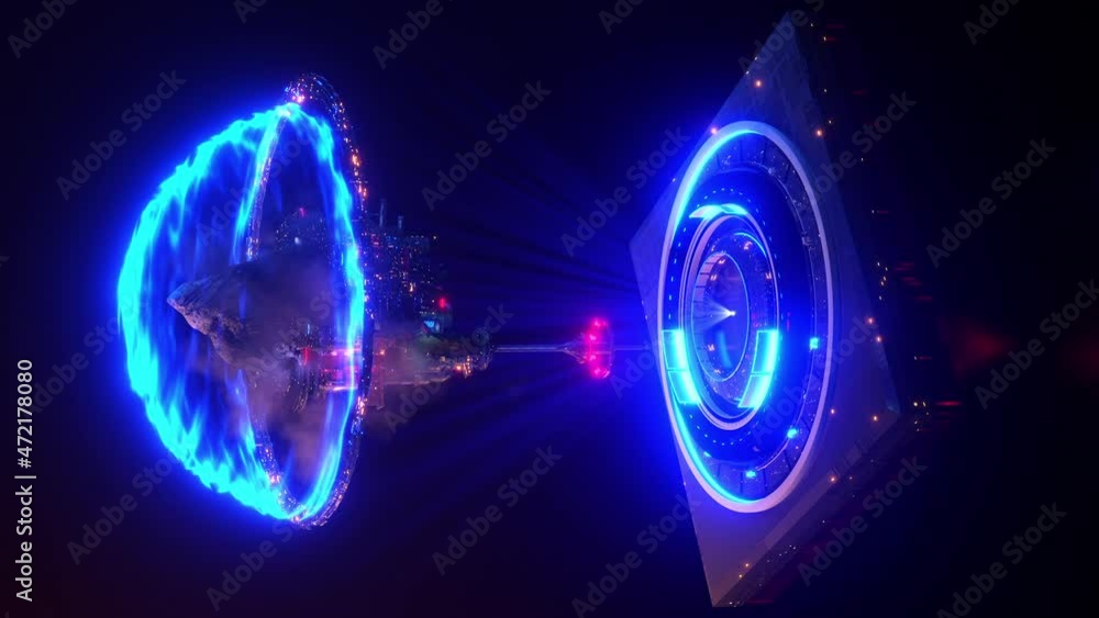 Vertical sci fi city hologram background to smartphones. Space colony ...