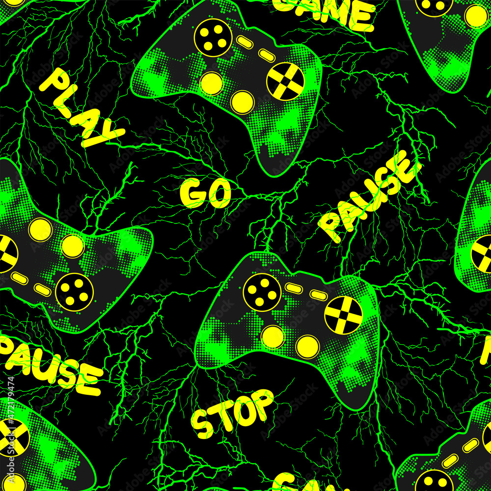 abstract seamless pattern for guys with joysticks grunge texture and ...