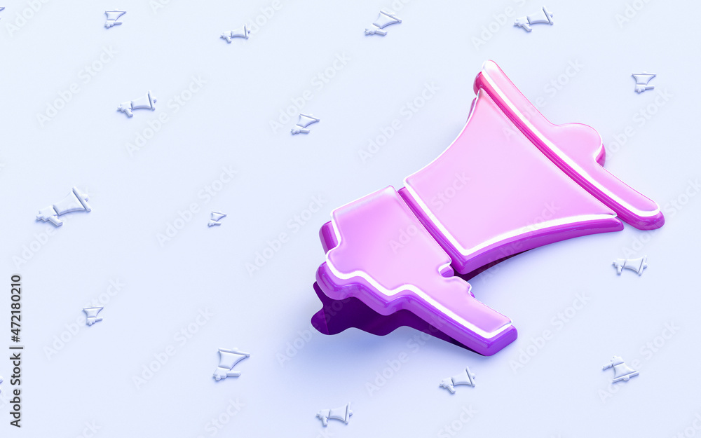 megaphone sign folding on white background 3d render concept for social ...