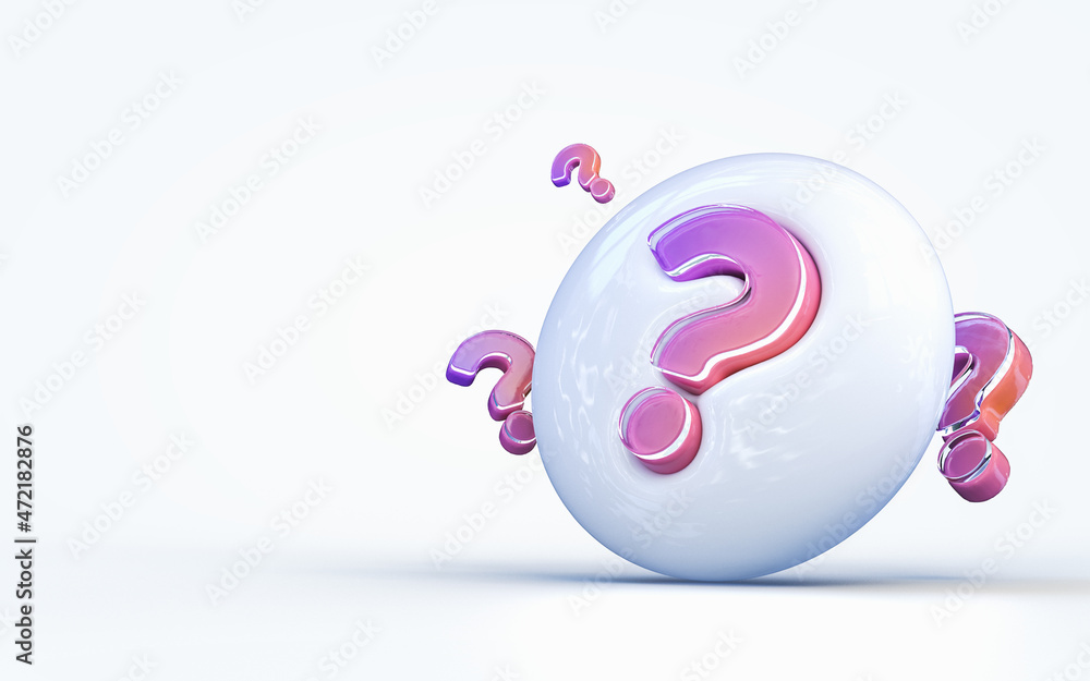 realistic 3d rendering question mark sign 3d render icon on the white ...