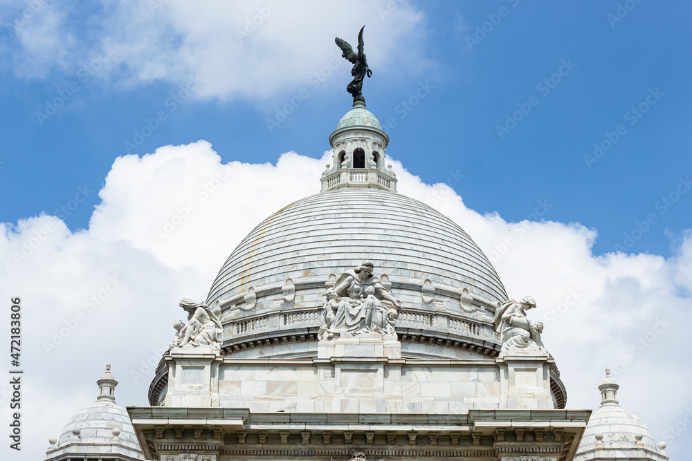 Bronze statue of Victory on top of Dome roof of Victoria Memorial Hall ...