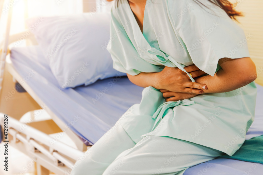 Female patient with abdominal pain during hospital treatment, she was ...