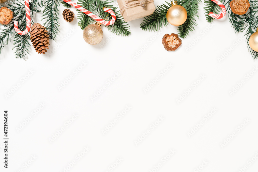Minimal creative flat lay of christmas traditional composition and new ...