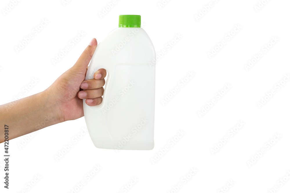 hand holding gallon of milk isolated on white background Stock Photo ...