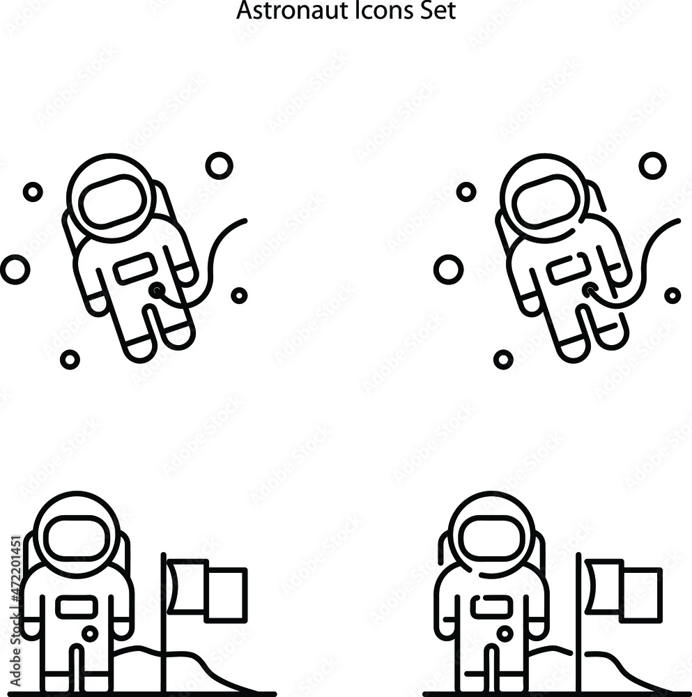 Vecteur Stock astronaut icons set isolated on white background. astronaut icon trendy and modern ...