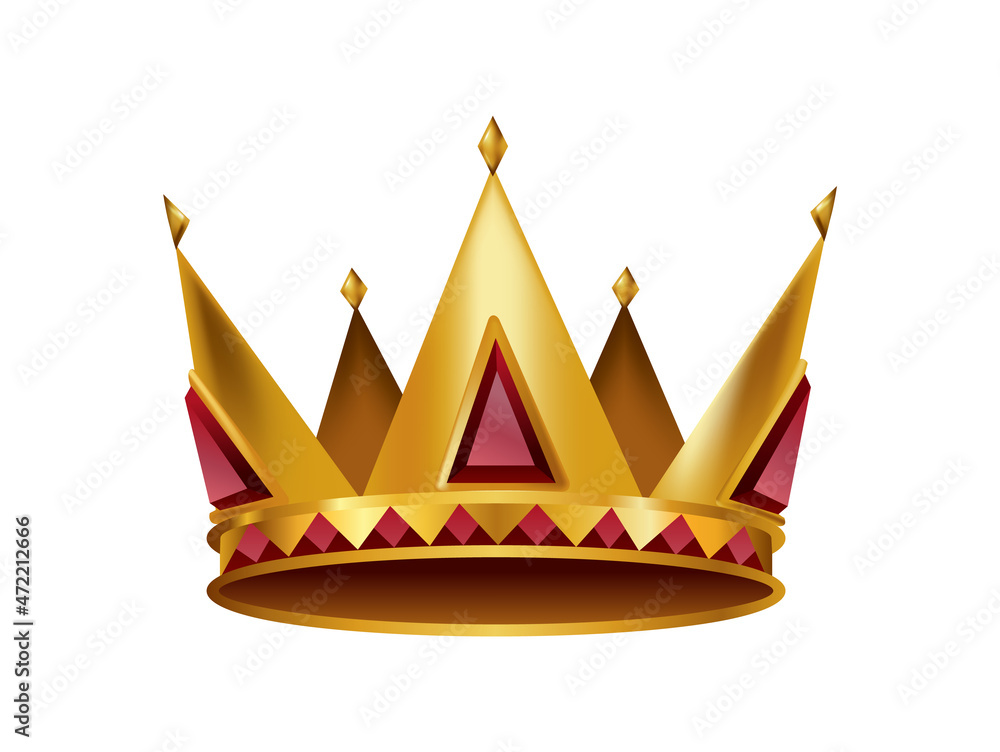 Realistic golden crown. Crowning headdress for king or queen. Royal ...
