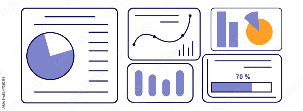 Dashboard icon. Ui interface with charts graphs and data analytics ...